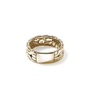 John Hardy Carved Chain Band Ring 8mm - Gold