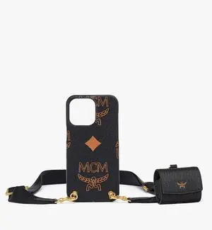 Mcm Iphone 15 Pro Max Case With Airpods Pro Charm In Maxi Visetos