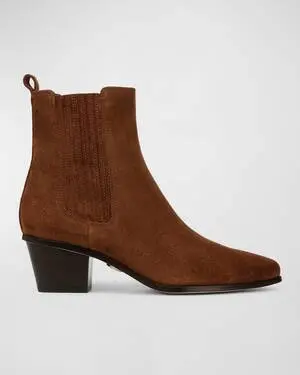 Veronica Beard Veronica Beard Alina Suede Chelsea Booties - Cedar