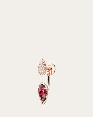 Boucheron 18k Pink Gold Serpent Boheme Rhodolite And Diamond Earring