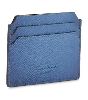 Santoni Leather Card Holder - Navy