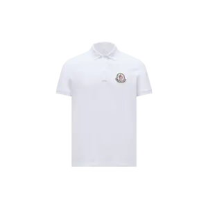 Moncler Pixel Logo Cotton Piquet Polo Shirt - White | Editorialist