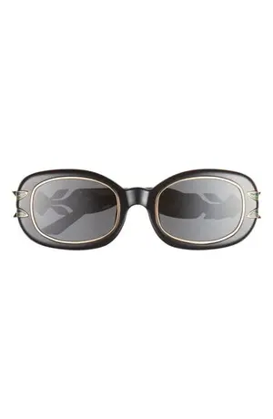 Casablanca Laurel Oval Sunglasses - Black /gold /laurel /grey