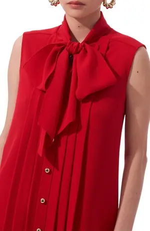 Carolina Herrera Pleated Tie Neck Minidress
