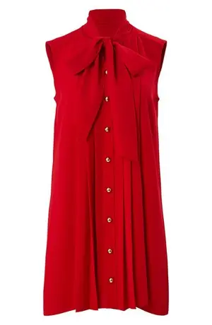 Carolina Herrera Pleated Tie Neck Minidress