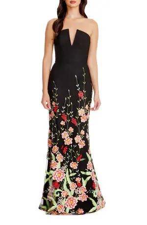 Black Floral Embroidered Dresses 