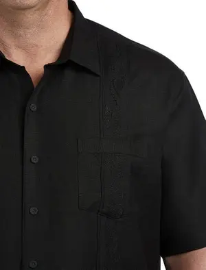 OAK HILL BY DXL Big & Tall Embroidered Panel Sport Shirt - Black