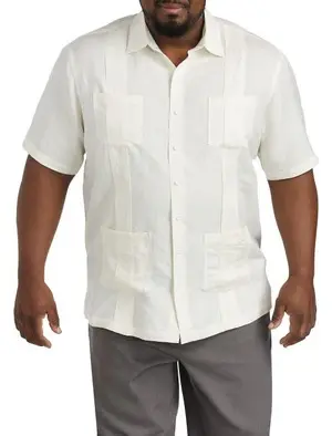 OAK HILL BY DXL Big & Tall Embroidered Panel Sport Shirt - White