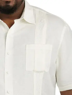 OAK HILL BY DXL Big & Tall Embroidered Panel Sport Shirt - White