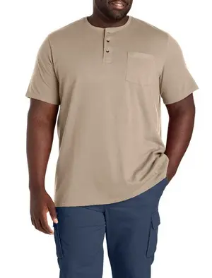 HARBOR BAY BY DXL Big & Tall Slub Henley Shirt - White Pepper