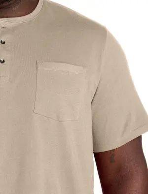 HARBOR BAY BY DXL Big & Tall Slub Henley Shirt - White Pepper