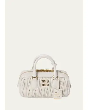 Miu Miu Zip Quilted Leather Top-handle Bag - Bianco