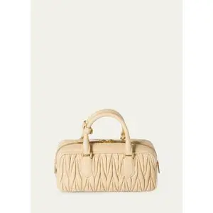 Miu Miu Zip Quilted Leather Top-handle Bag - Bianco