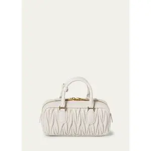 Miu Miu Zip Quilted Leather Top-handle Bag - Bianco