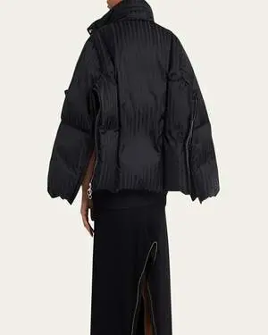 SETCHU Jacquard Stripe Down Hooded Jacket