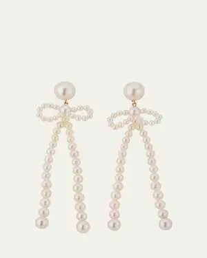 Sophie Bille Brahe Bow Rosette Dangle Pearl Earrings