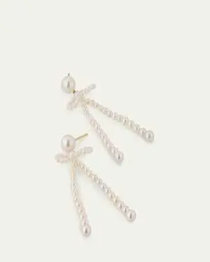 Sophie Bille Brahe Bow Rosette Dangle Pearl Earrings