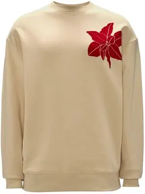 JW Anderson Floral-print Organic Cotton Sweatshirt - Neutrals
