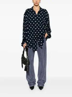 Balenciaga Long-sleeved Polka Dot Shirt