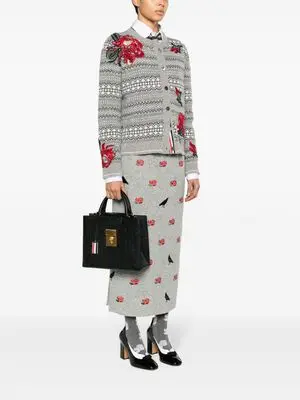 Thom Browne Small Mr. Thom Leather Tote Bag - Black