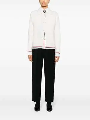 Thom Browne Rwb Stripe-detailing Waffle-knit Cardigan