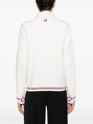 Thom Browne Rwb Stripe-detailing Waffle-knit Cardigan