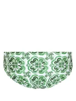 Dolce & Gabbana Majolica-print Swim Briefs - Green