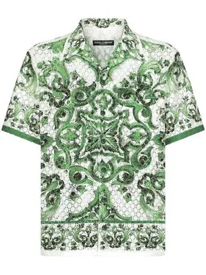 Dolce & Gabbana Majolica-print Crochet Shirt - Green