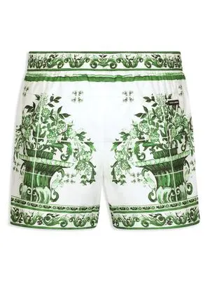 Dolce & Gabbana Majolica-print Swim Shorts - White