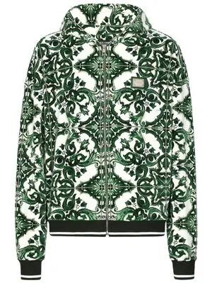 Dolce & Gabbana Majolica-print Zip-up Hoodie - Green