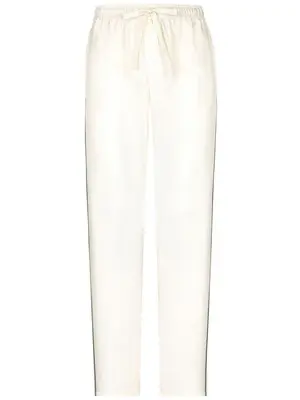 Dolce & Gabbana Logo-embroidered Silk Trousers - White