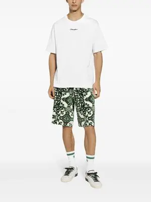 Dolce & Gabbana Majolica-jacquard Drawstring Track Shorts - Green