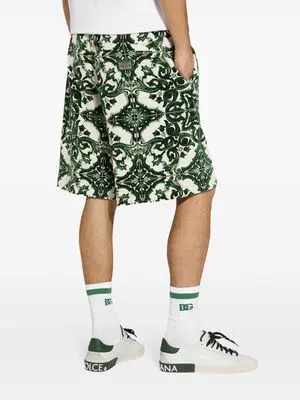 Dolce & Gabbana Majolica-jacquard Drawstring Track Shorts - Green