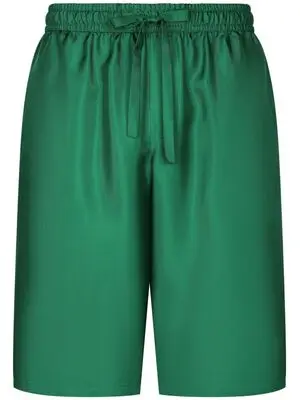 Dolce & Gabbana Embroidered Silk Track Shorts - Green