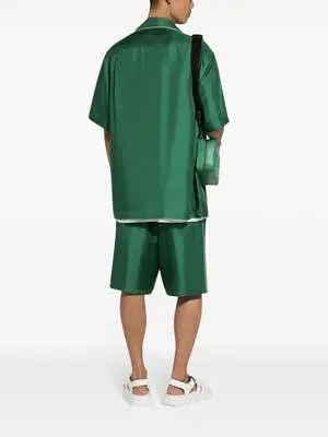 Dolce & Gabbana Embroidered Silk Track Shorts - Green