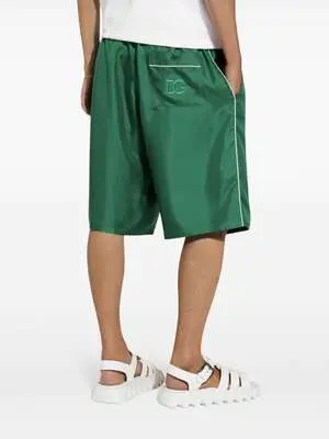 Dolce & Gabbana Embroidered Silk Track Shorts - Green