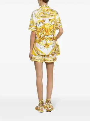 Dolce & Gabbana Majolica-print Silk Shirt - Yellow
