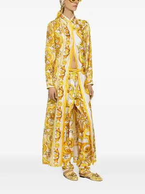Dolce & Gabbana Majolica Print Silk Track Pants