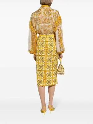 Dolce & Gabbana Majolica-print Silk Blouse - Yellow