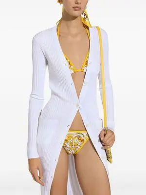 Dolce & Gabbana Ribbed-knit Maxi Cardigan - White