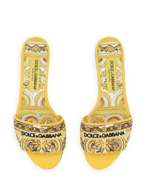 Dolce & Gabbana Majolica-pattern Slides - Yellow