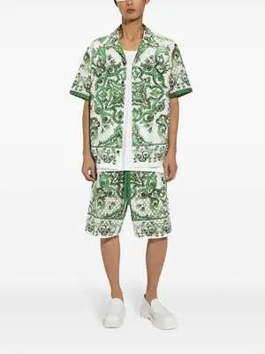 Dolce & Gabbana Majolica-print Crochet-knit Shorts - Green