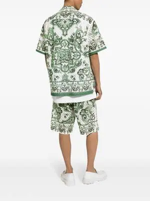 Dolce & Gabbana Majolica-print Crochet-knit Shorts - Green