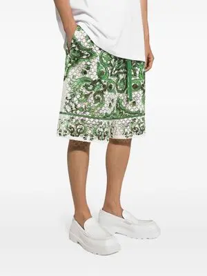 Dolce & Gabbana Majolica-print Crochet-knit Shorts - Green