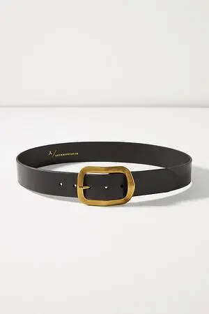 Anthropologie Square Buckle Belt - Black / Gold