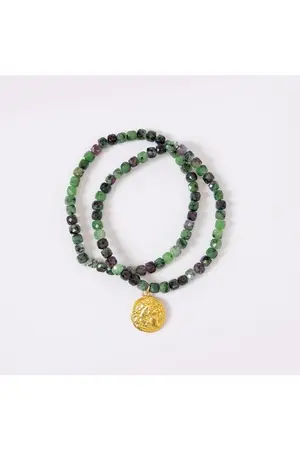 SHERRY J MANN Ruby Zoisite Coin Bracelets
