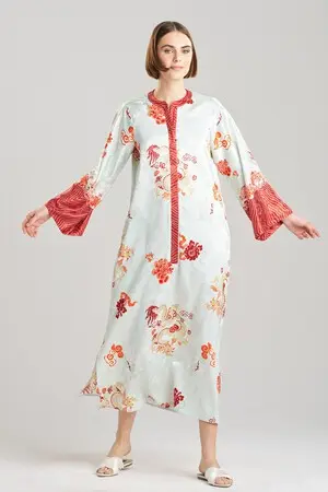 Natori Imperial Dragon Jacquard Zip Caftan Blue