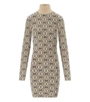 Elisabetta Franchi Monogram Knitted Mini Dress - White