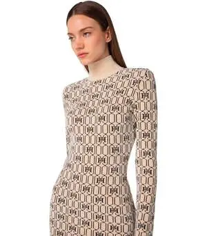 Elisabetta Franchi Monogram Knitted Mini Dress - White