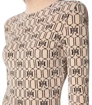 Elisabetta Franchi Monogram Knitted Mini Dress - White